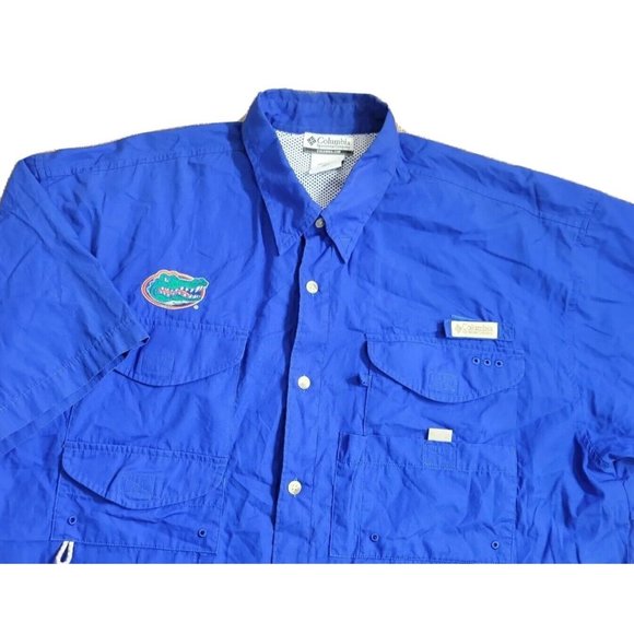 Columbia | Shirts | Columbia Pfg Sz L Embroidered Gators Blue Vented ...